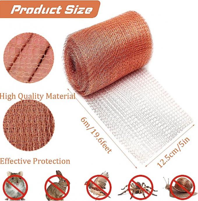 3m 6m 10m 15.2m Copper Knitted Wire Mesh Rodent Control For Control Snails